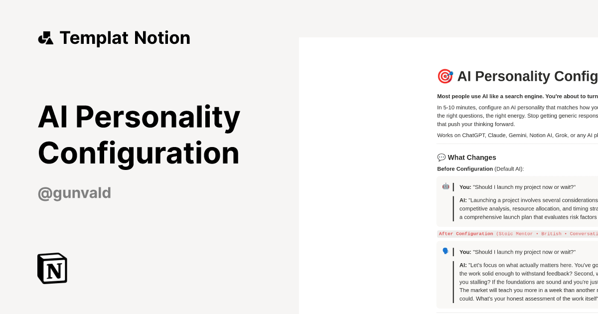 AI Personality Configuration Templat oleh Gunvald | Notion Marketplace