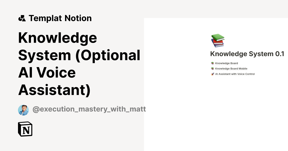 Templat Knowledge System (Optional AI Voice Assistant) | Notion Marketplace