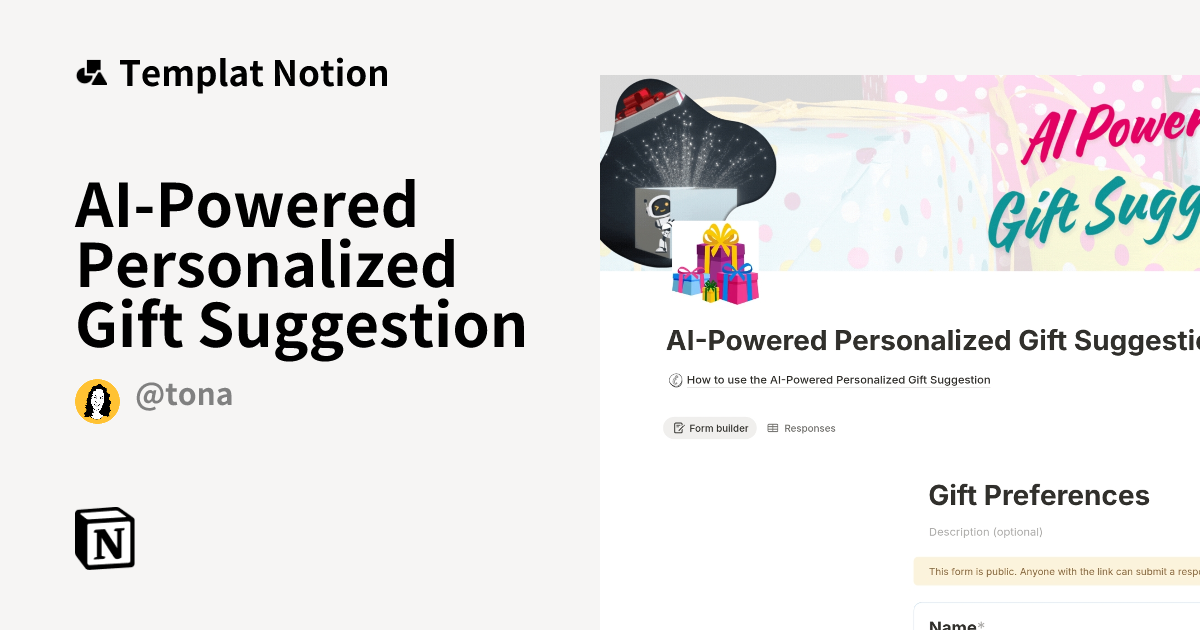 AI-Powered Personalized Gift Suggestion Templat oleh Tona | Notion ...