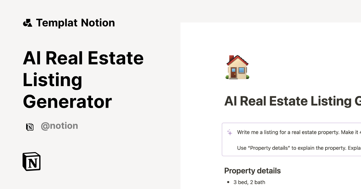 Templat AI Real Estate Listing Generator 2025 | Notion Marketplace