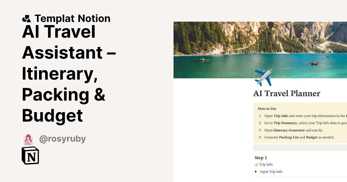 Templat AI Travel Assistant – Itinerary, Packing & Budget | Notion ...