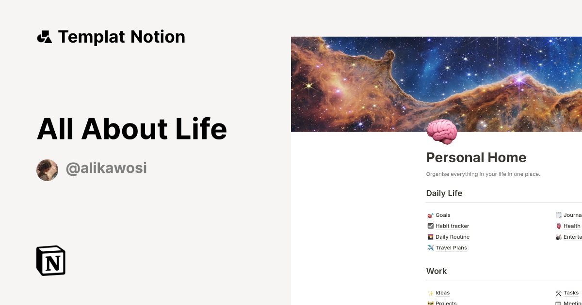 Templat All About Life | Notion Marketplace