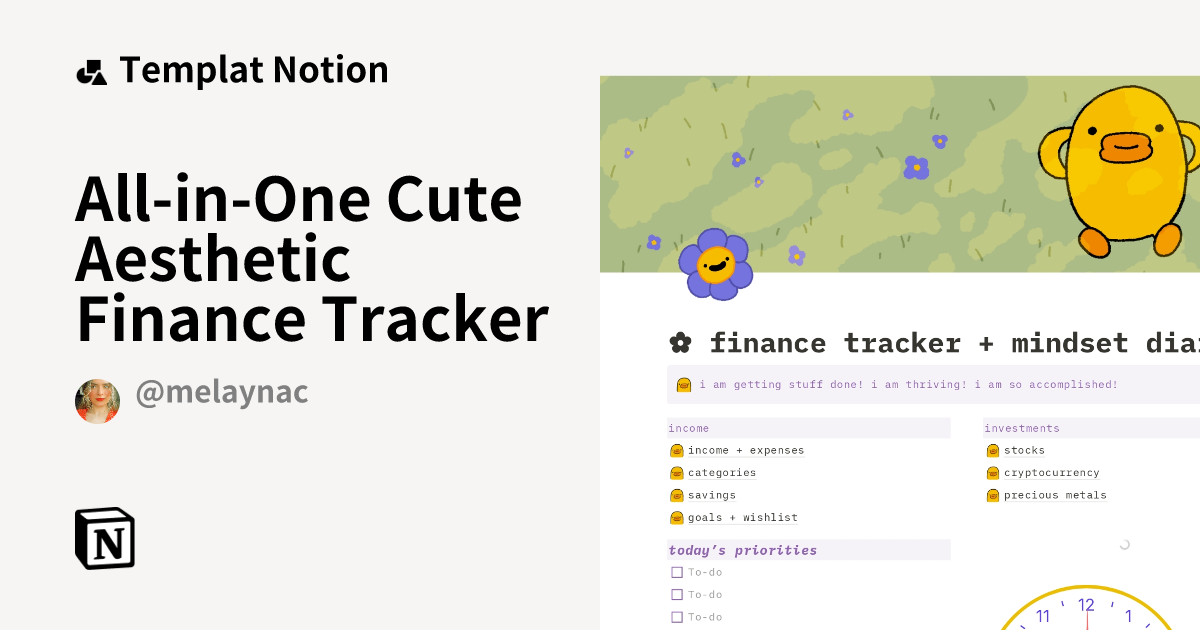 Templat All-in-One Cute Aesthetic Finance Tracker | Notion Marketplace