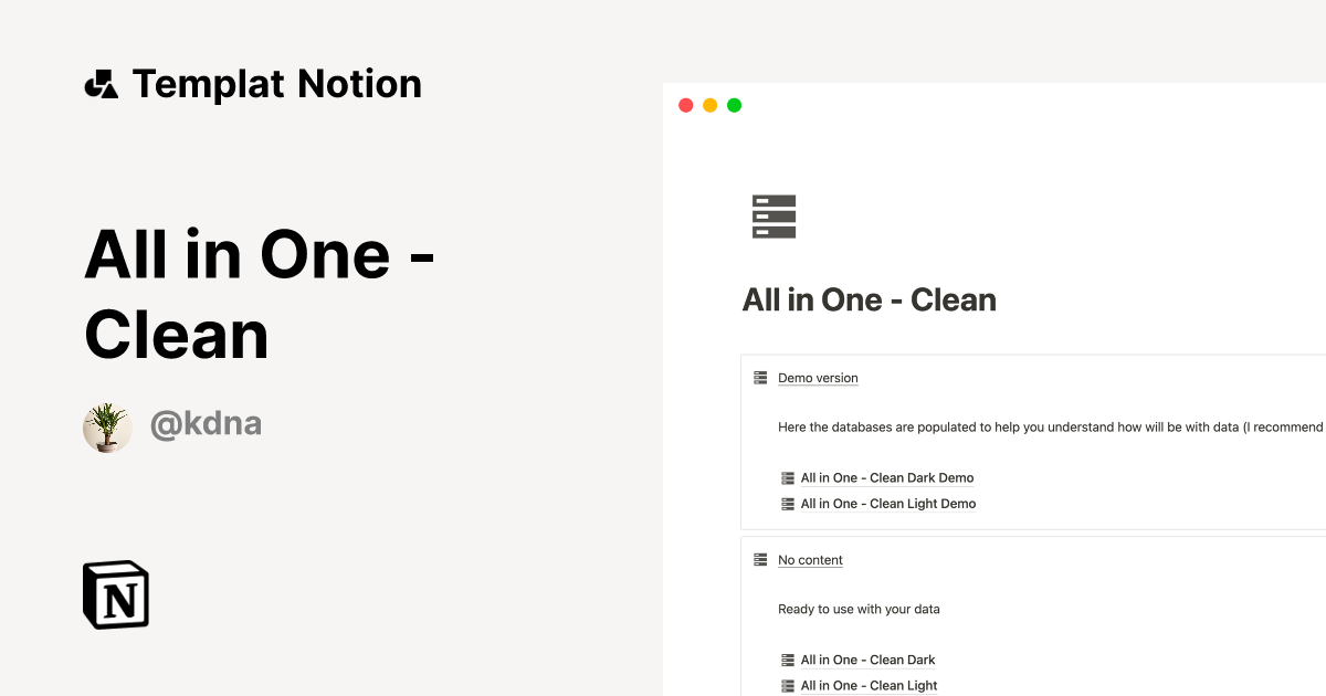 Templat All in One - Clean | Notion Marketplace