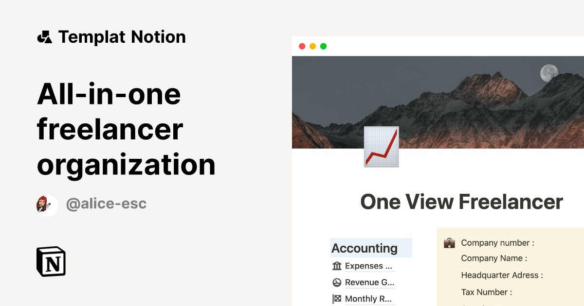 All-in-one freelancer organization Templat oleh Alice Esc | Notion Marketplace