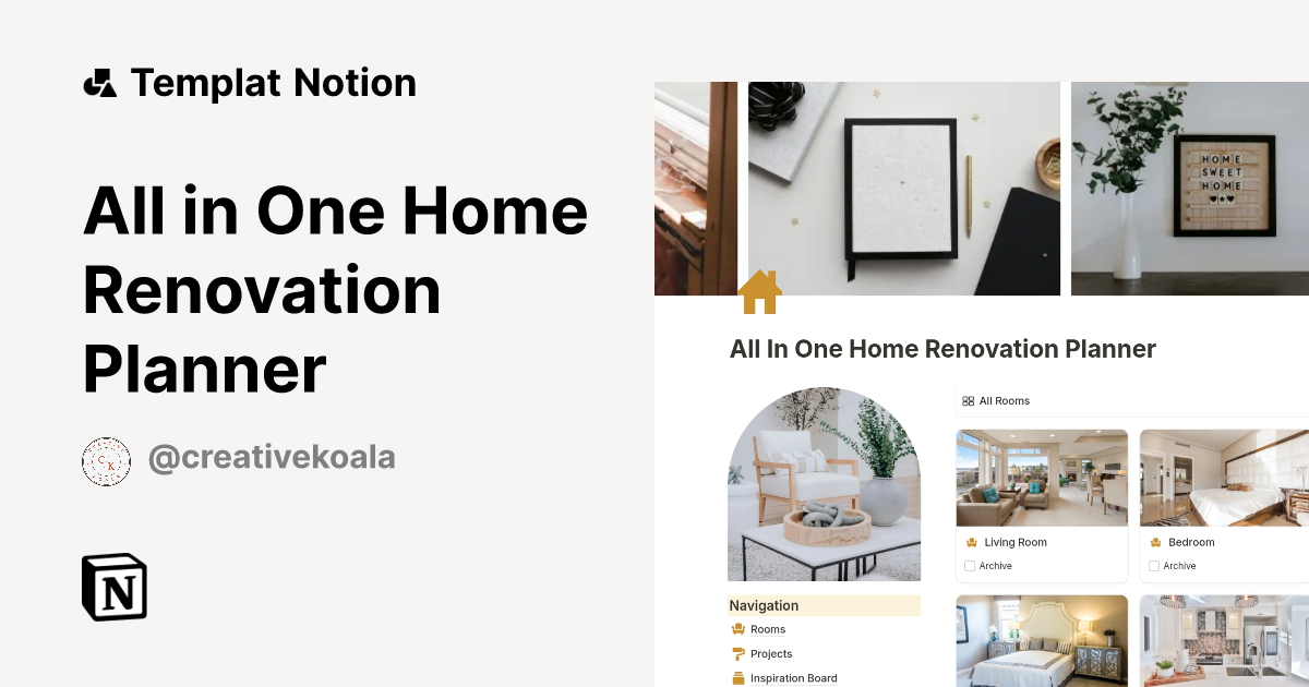 Templat All in One Home Renovation Planner | Notion Marketplace