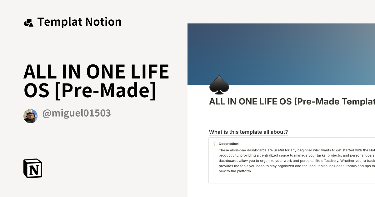 ALL IN ONE LIFE OS [Pre-Made] Templat oleh JMB | Notion Marketplace
