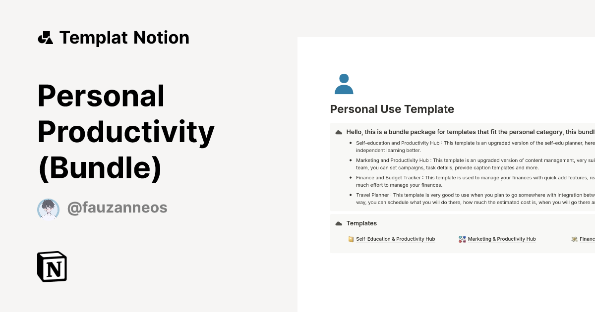 Templat Personal Productivity (Bundle) | Notion Marketplace