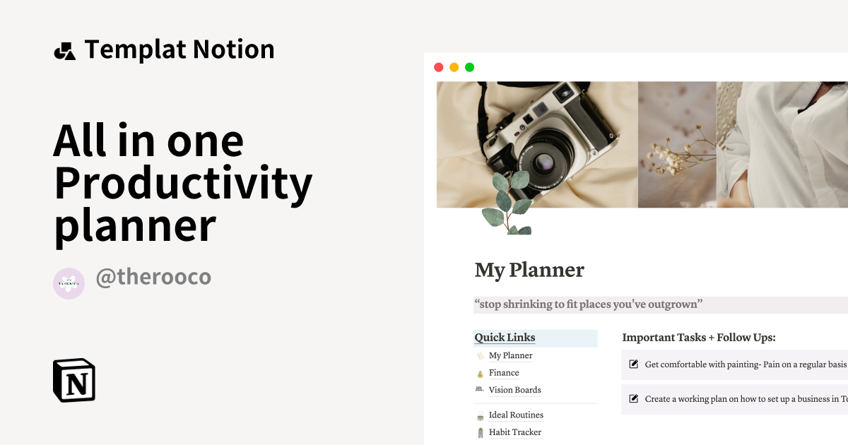 Templat All in one Productivity planner | Notion Marketplace