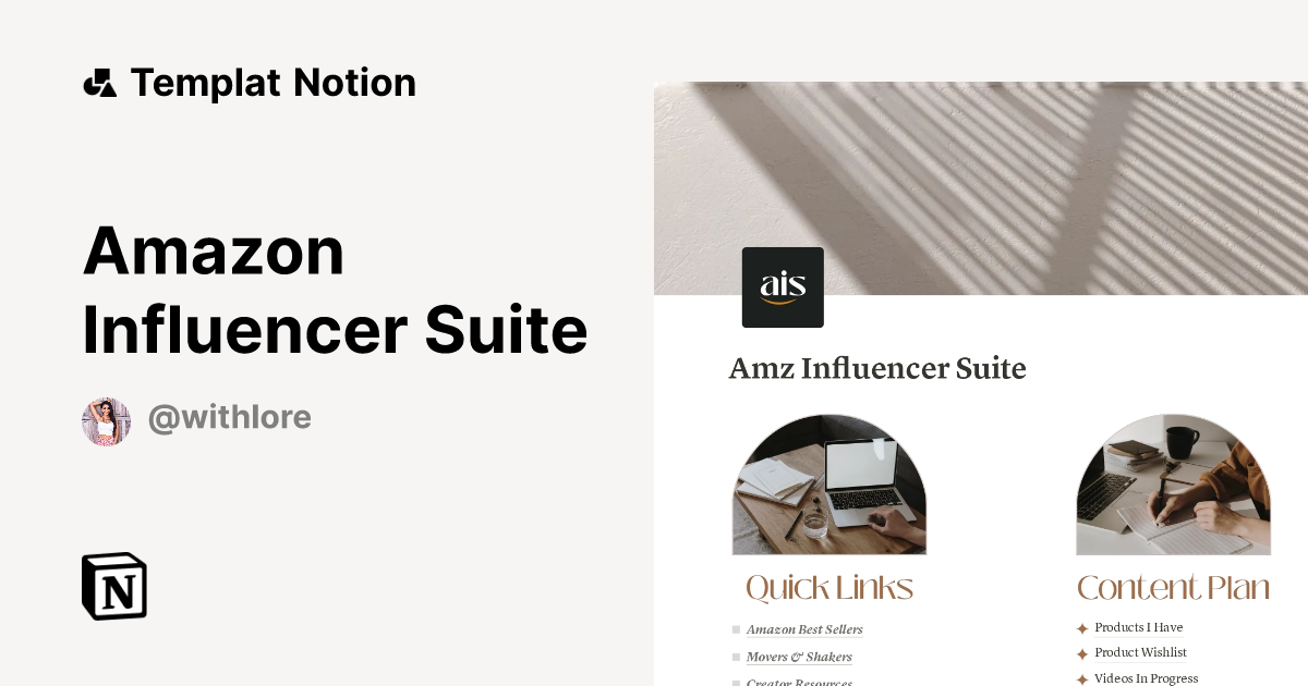 Templat Amazon Influencer Suite | Notion Marketplace