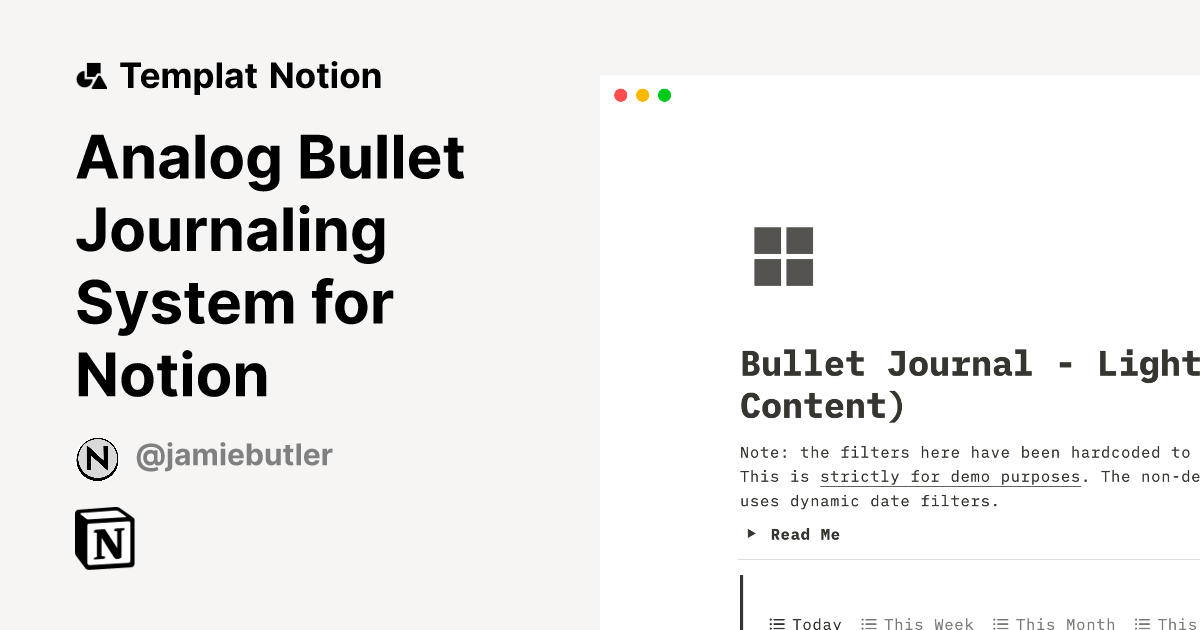 Templat Analog Bullet Journaling System for Notion | Notion Marketplace