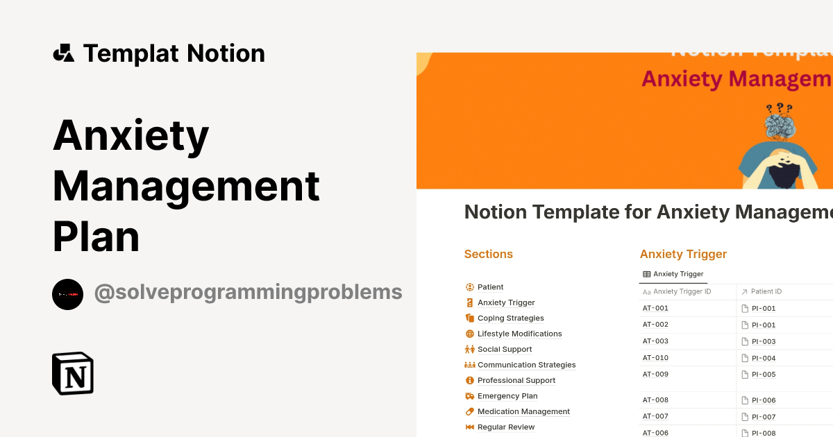 Templat Anxiety Management Plan | Notion Marketplace