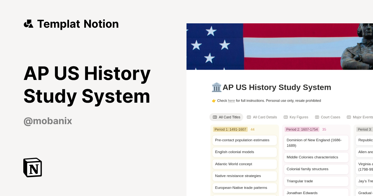 Templat AP US History Study System | Notion Marketplace