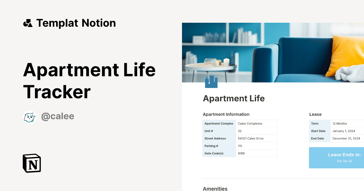Apartment Life Tracker Templat oleh Calee | Notion Marketplace