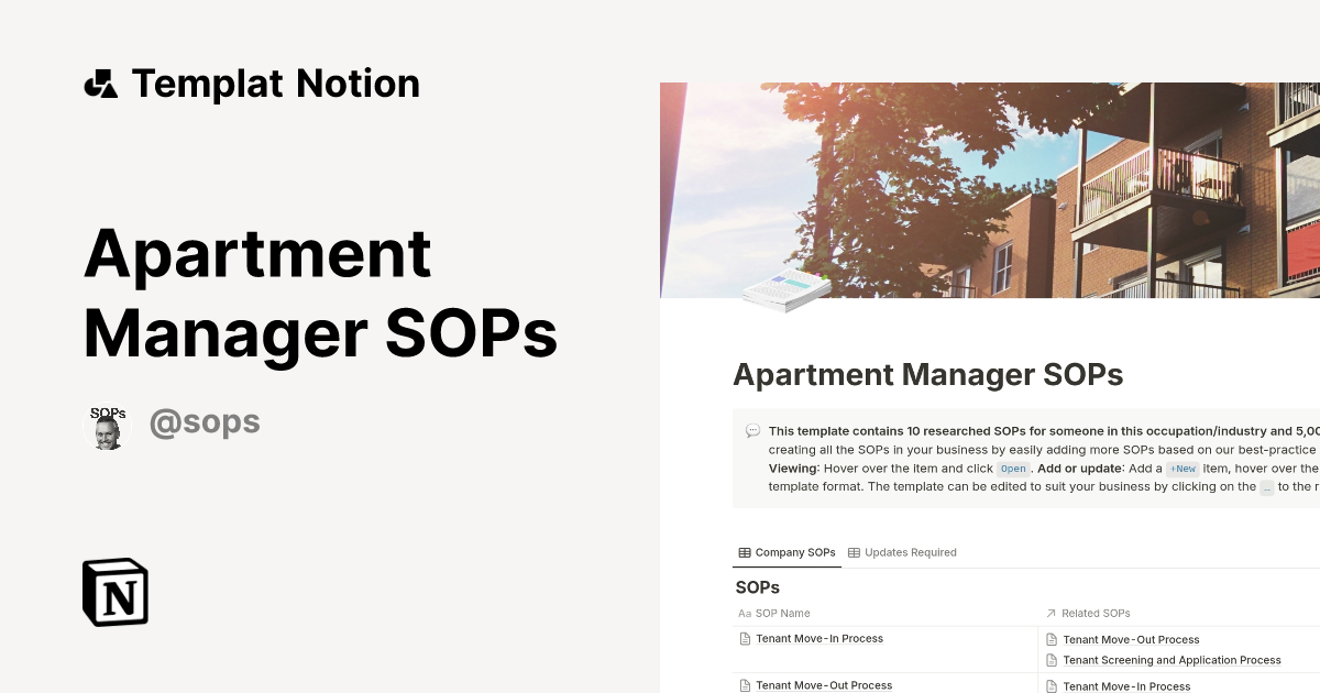Templat Apartment Manager SOPs | Notion Marketplace