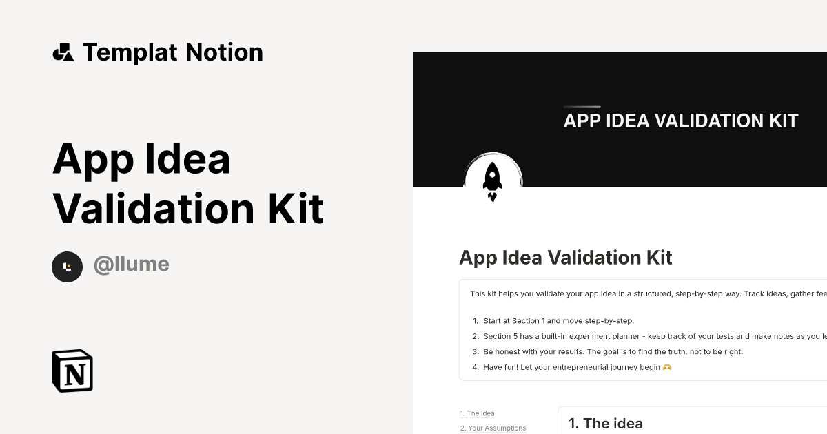 Templat App Idea Validation Kit | Notion Marketplace