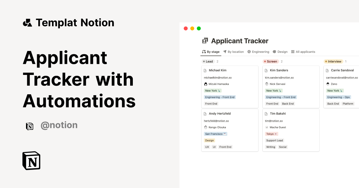 Applicant Tracker with Automations Templat oleh Notion | Notion Marketplace