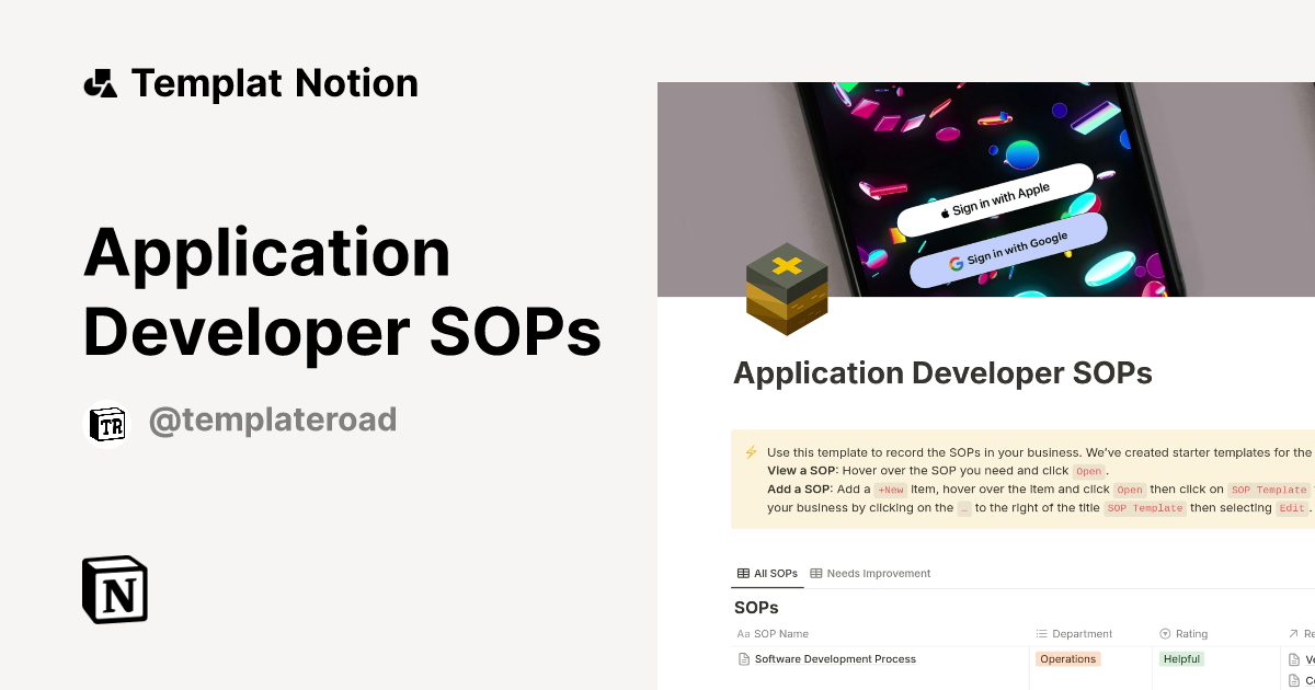 Templat Application Developer SOPs | Notion Marketplace