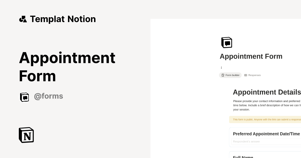 Appointment Form Templat oleh Forms | Notion Marketplace