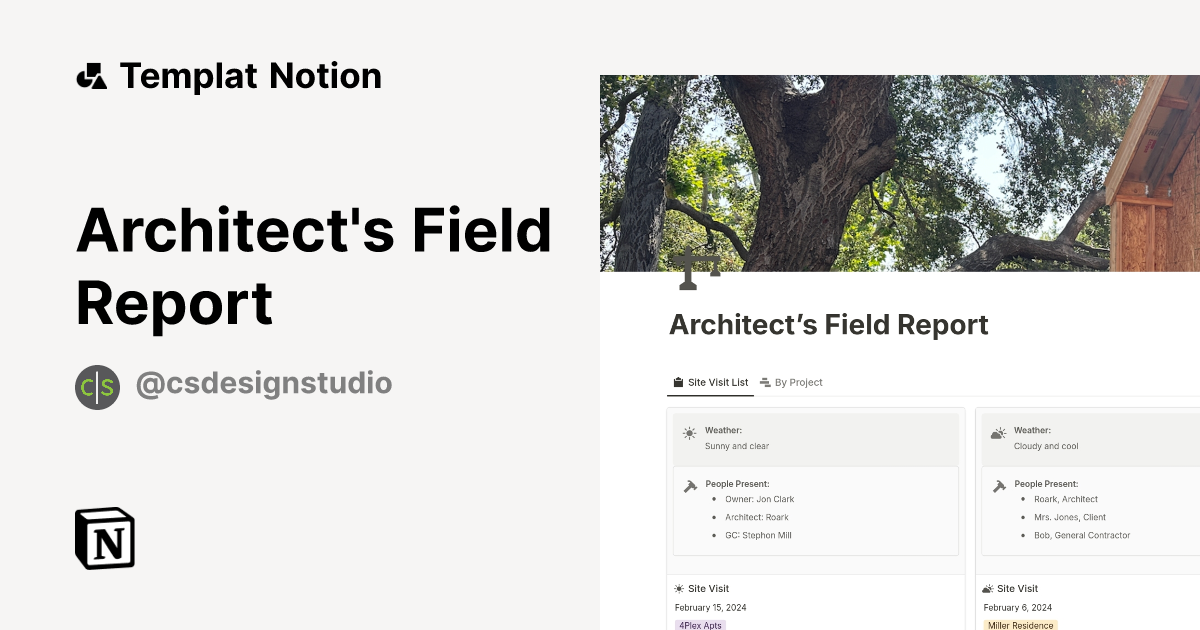 Templat Architect's Field Report | Notion Marketplace