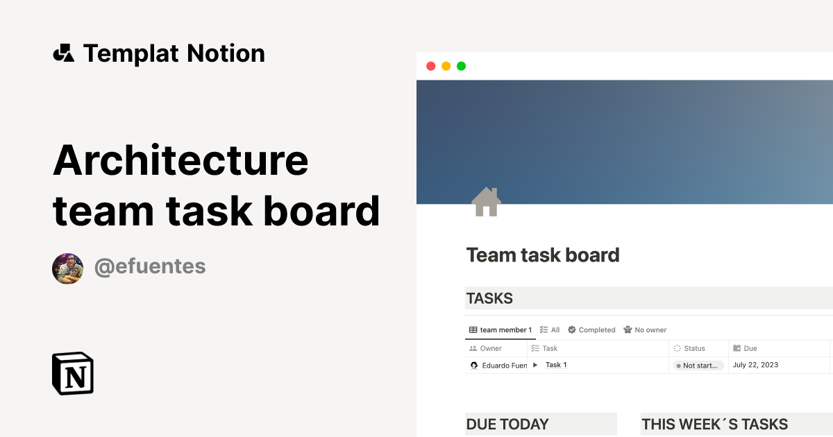 Architecture team task board Templat oleh E Fuentes | Notion Marketplace