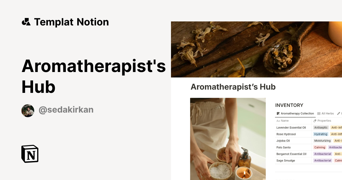 Templat Aromatherapist's Hub | Notion Marketplace