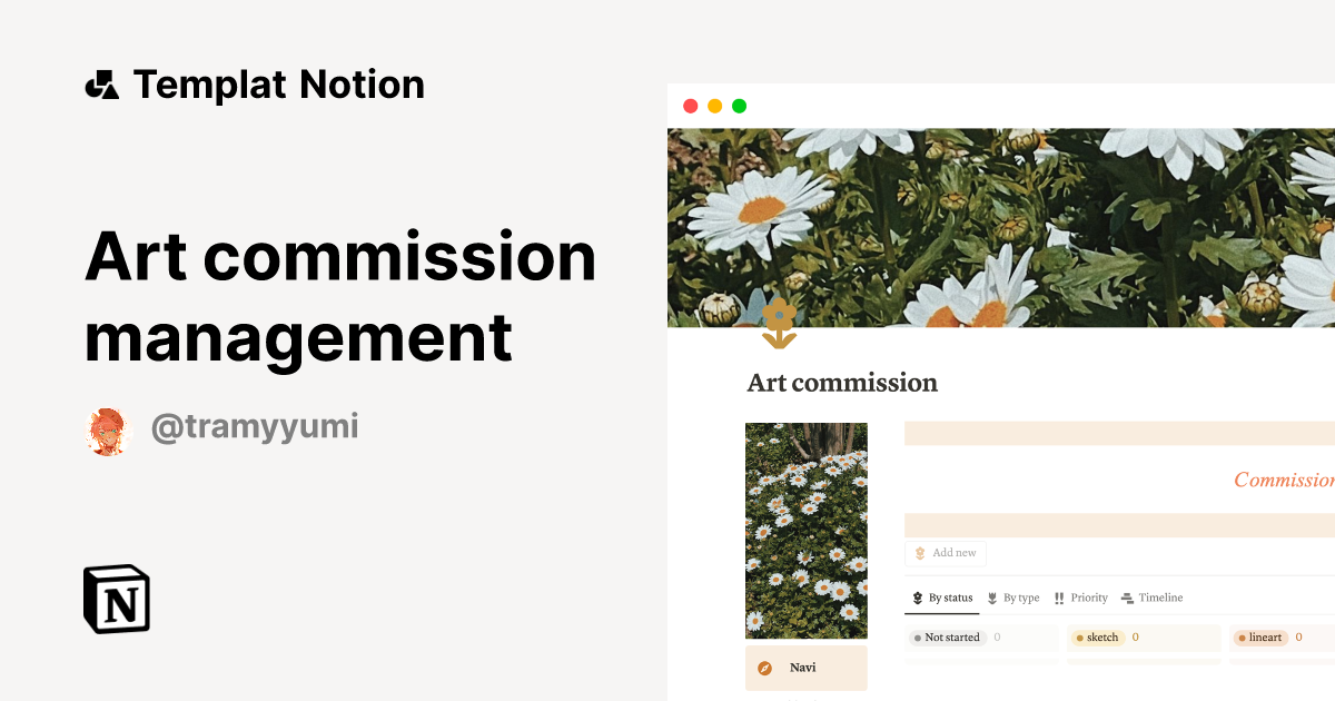 Art commission management Templat oleh Tramyyumi | Notion Marketplace