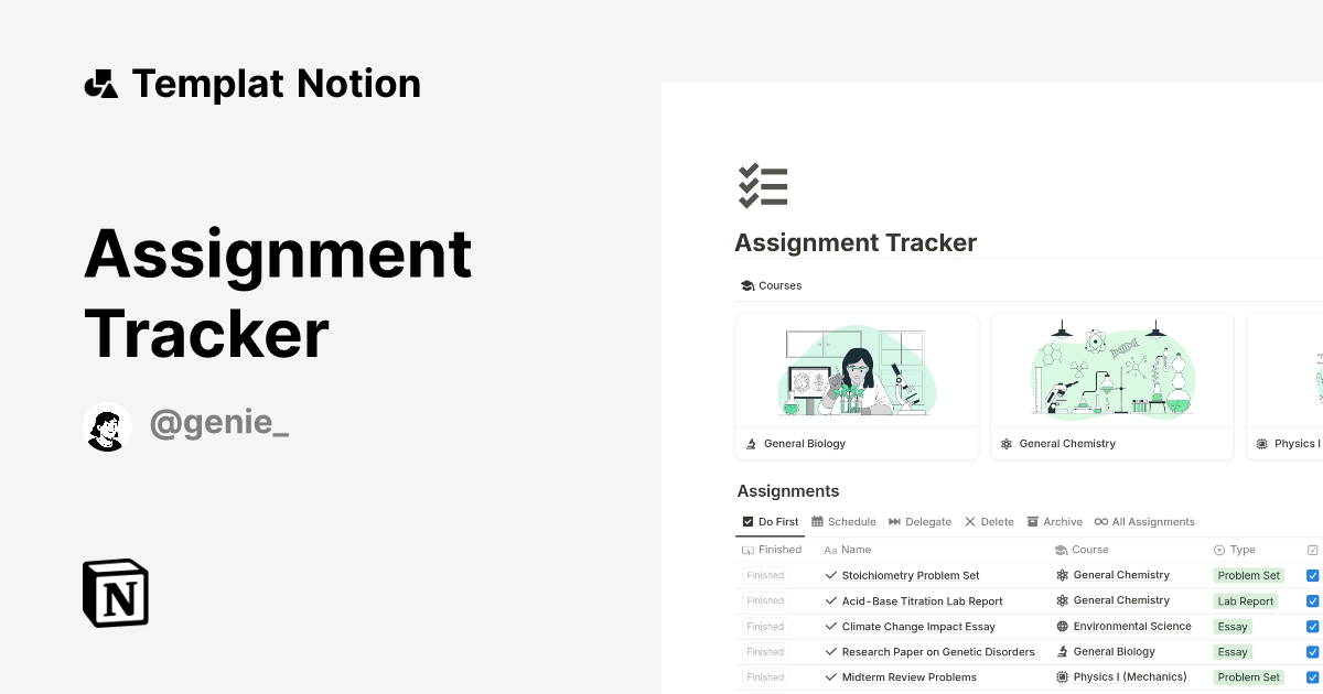 Templat Assignment Tracker | Notion Marketplace