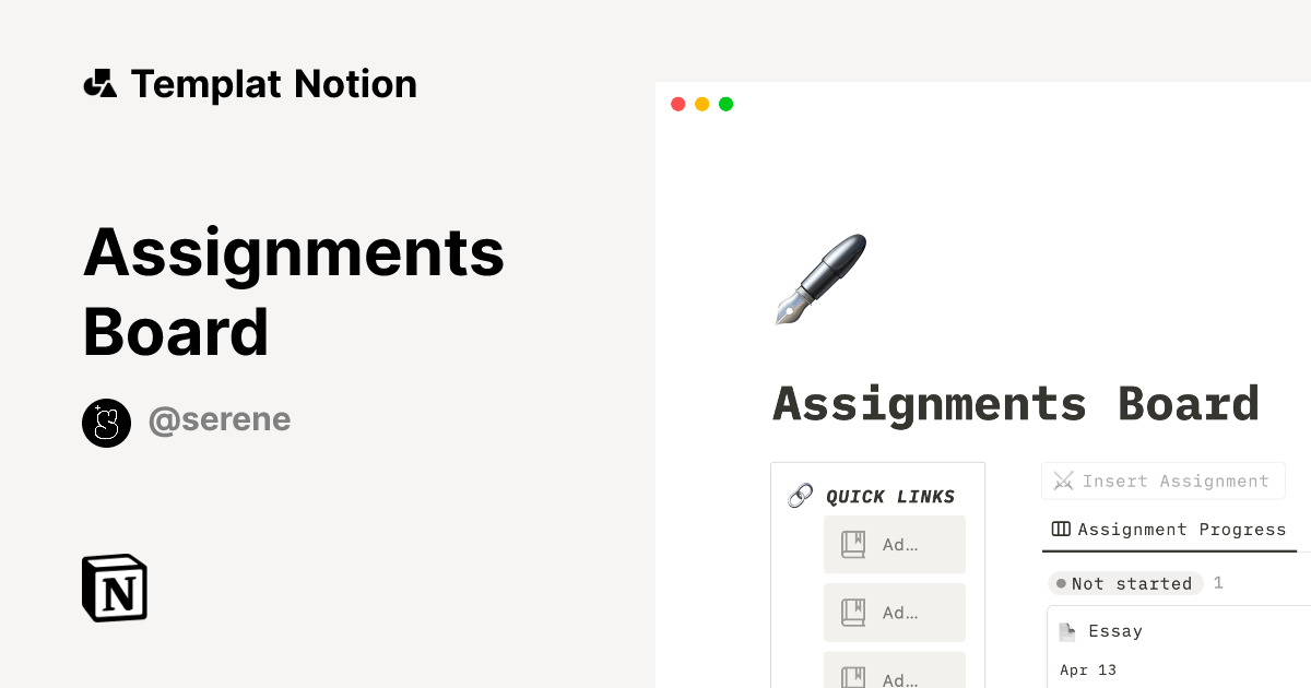 Templat Assignments Board | Notion Marketplace