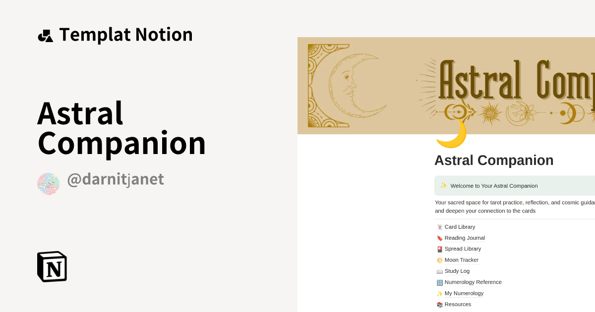 Astral Companion Templat oleh DarnItJanet | Notion Marketplace
