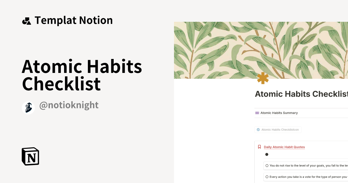 Templat Atomic Habits Checklist | Notion Marketplace