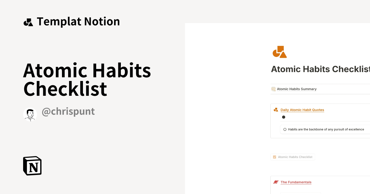 Atomic Habits Checklist Templat oleh Chris Punt | Notion Marketplace