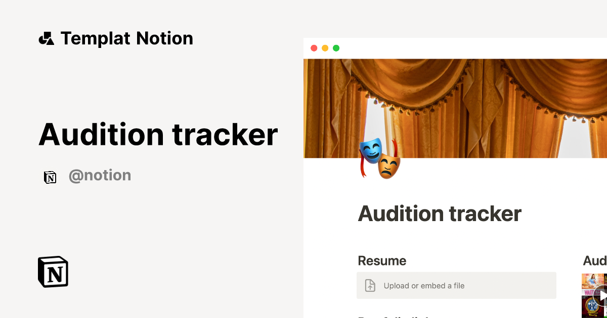 Templat Audition tracker 2025 | Notion Marketplace