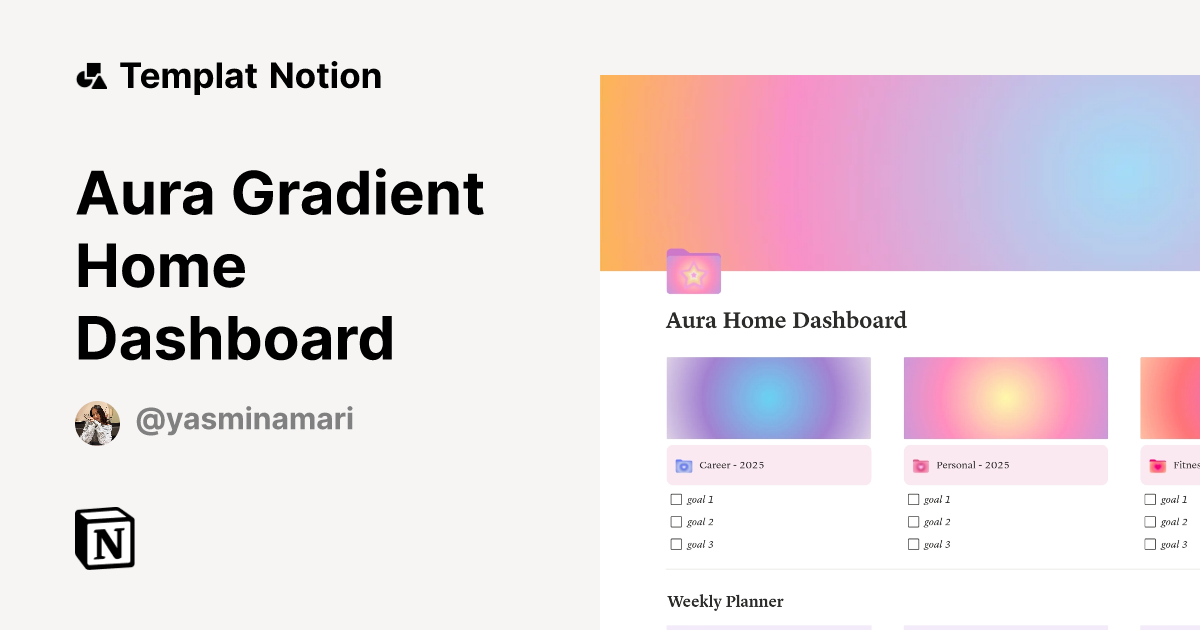 Templat Aura Gradient Home Dashboard | Notion Marketplace