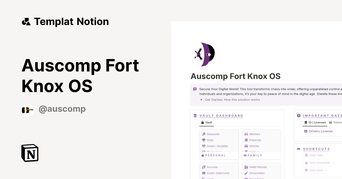 Templat Auscomp Fort Knox OS | Notion Marketplace