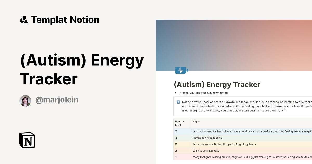 Templat (Autism) Energy Tracker | Notion Marketplace