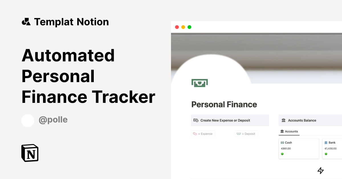 Templat Automated Personal Finance Tracker | Notion Marketplace