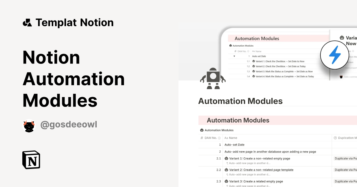 Templat Notion Automation Modules | Notion Marketplace