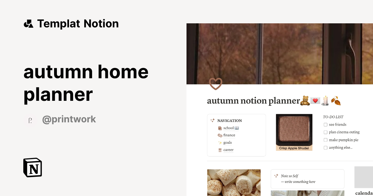 Templat autumn home planner | Notion Marketplace