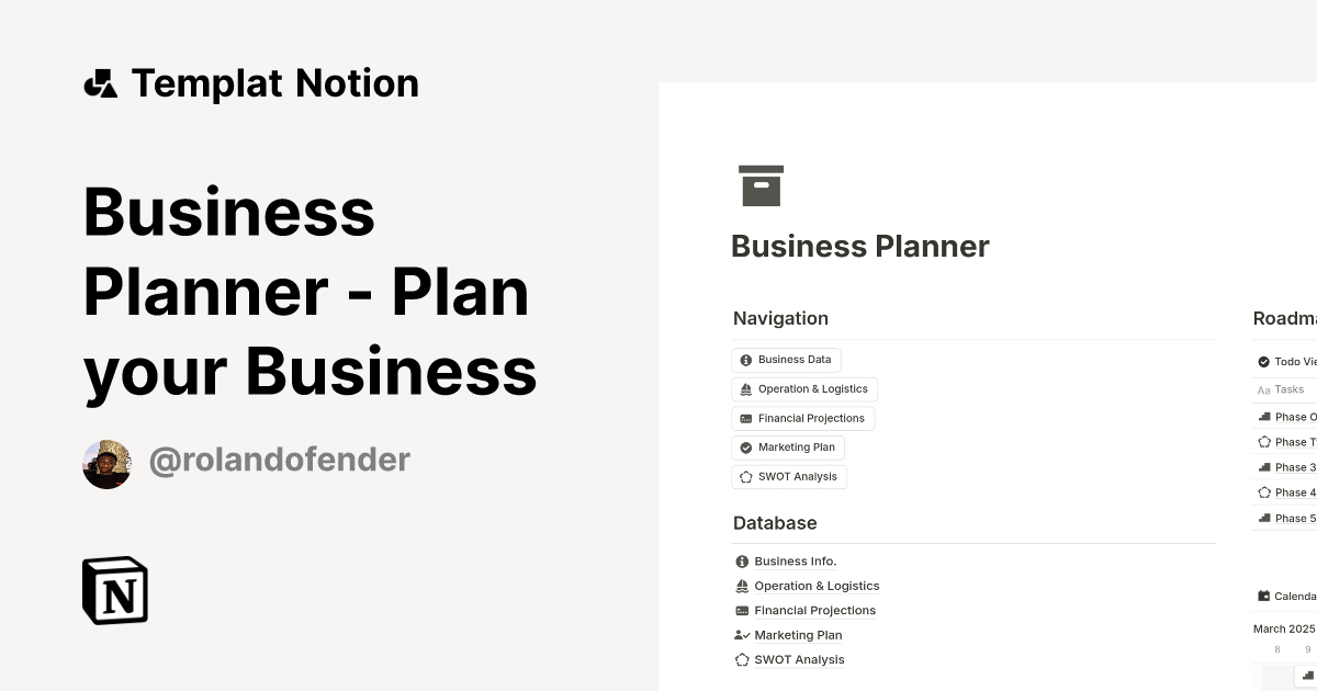 Templat Business Planner - Plan your Business | Notion Marketplace
