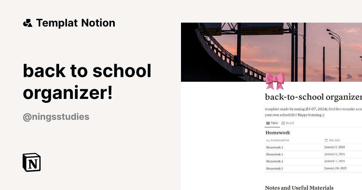 Templat back to school organizer! | Notion Marketplace