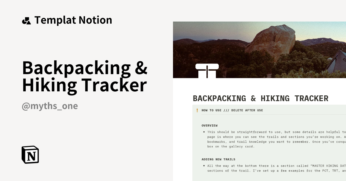 Templat Backpacking & Hiking Tracker | Notion Marketplace