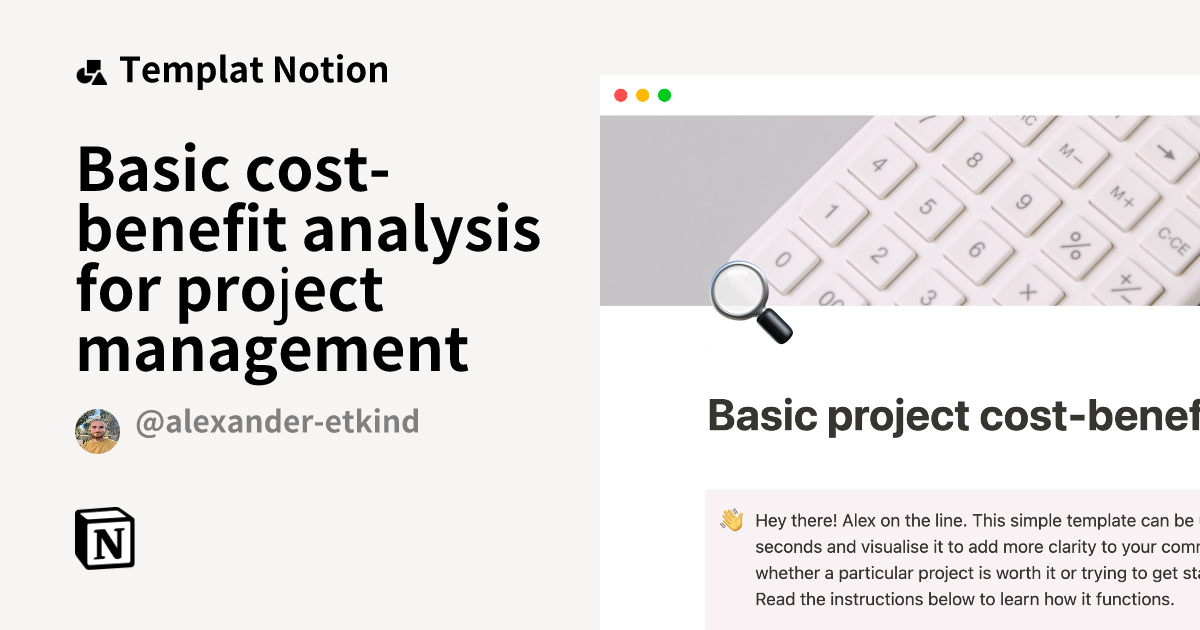 Templat Basic cost-benefit analysis for project management | Notion ...