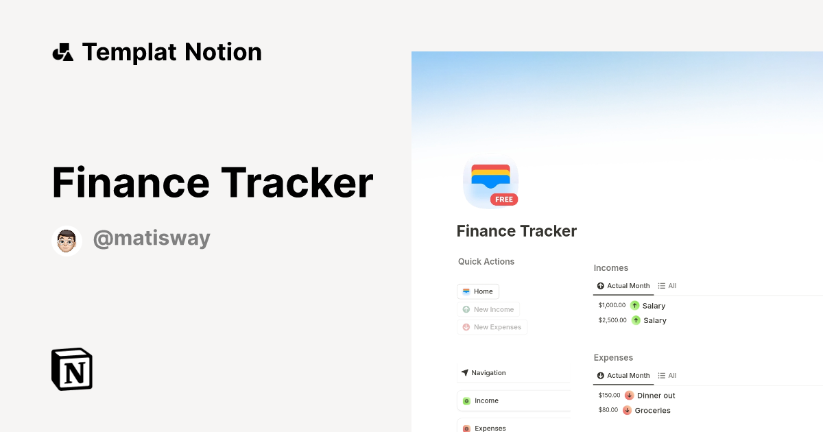 Templat Finance Tracker | Notion Marketplace