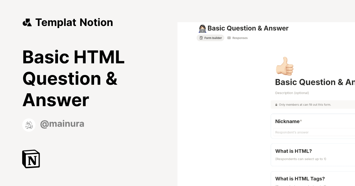 Templat Basic HTML Question & Answer | Notion Marketplace