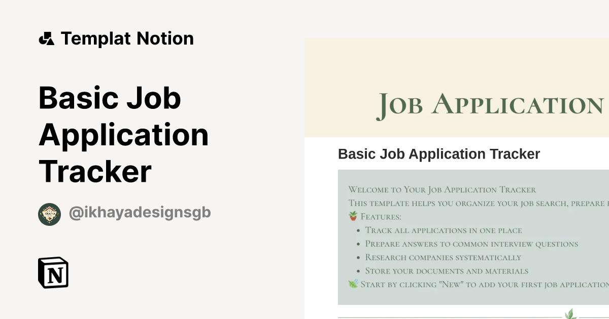 Templat Basic Job Application Tracker | Notion Marketplace