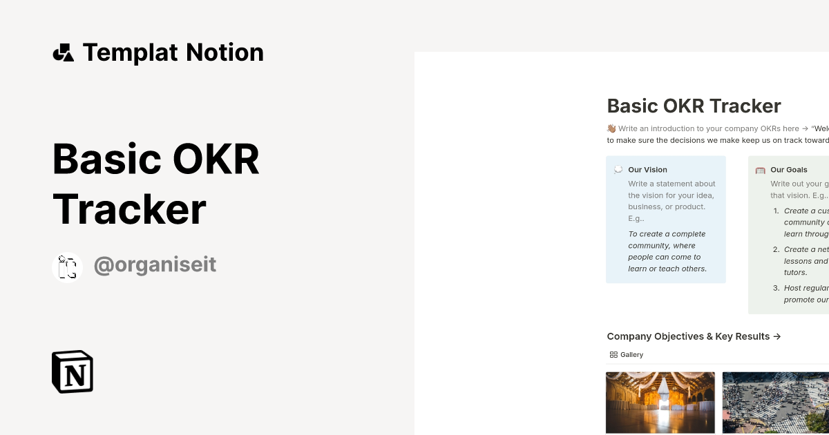 Basic OKR Tracker Templat oleh Organise It | Notion Marketplace