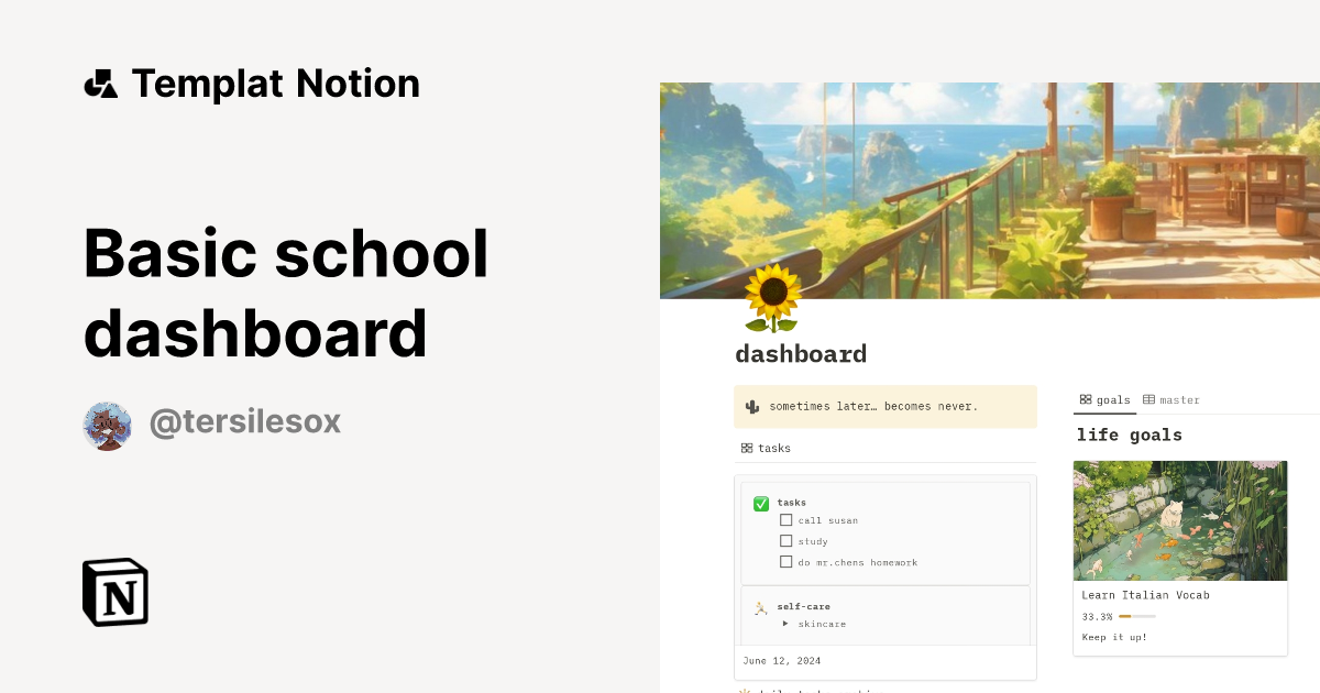 Templat Basic school dashboard | Notion Marketplace