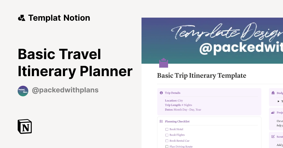 Templat Basic Travel Itinerary Planner | Notion Marketplace
