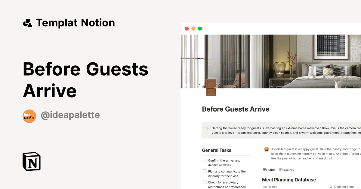 Templat Before Guests Arrive | Notion Marketplace